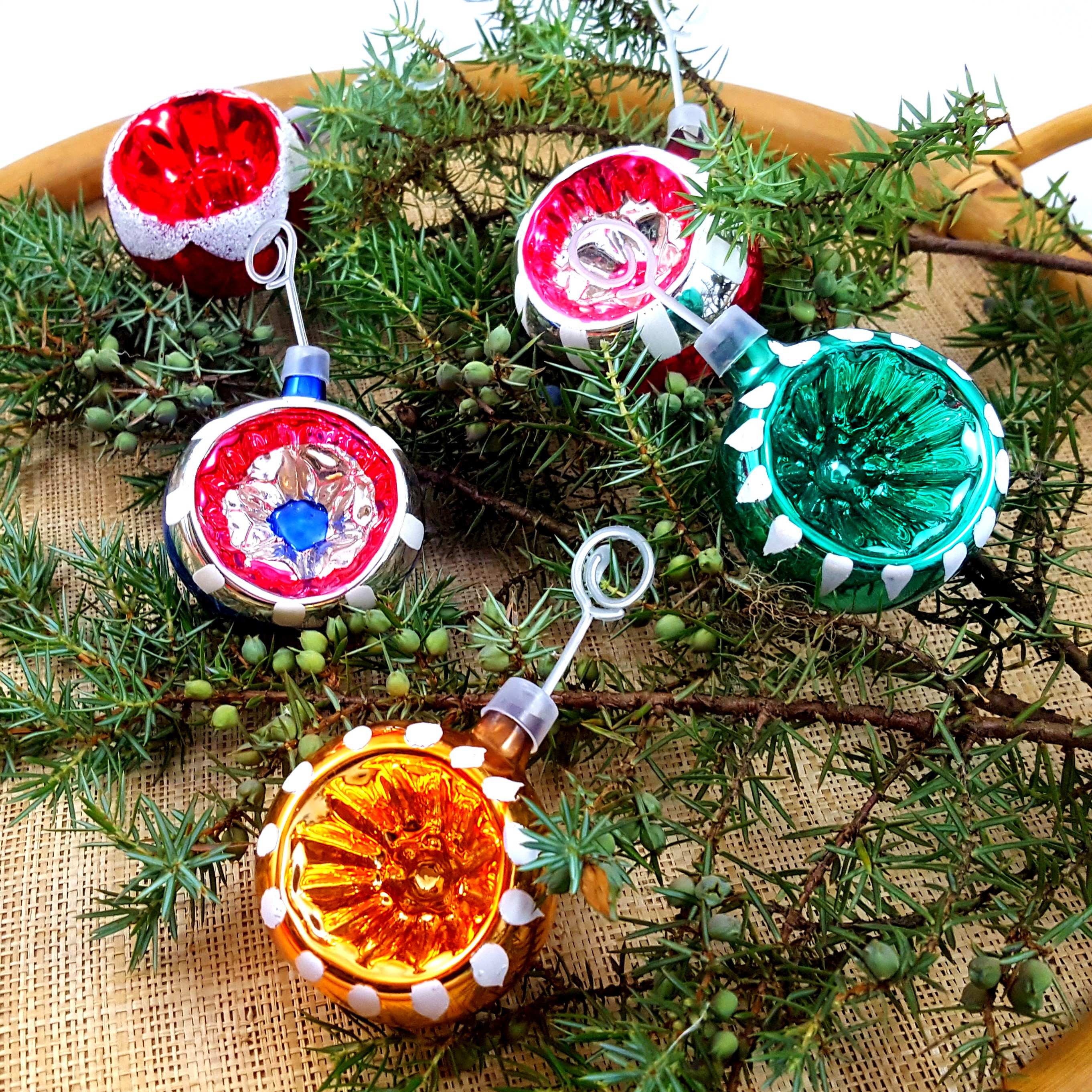 Reflektorkulor I Glas - 5-Pack - Flerfärgad - Vintage Jul - Retrolivet