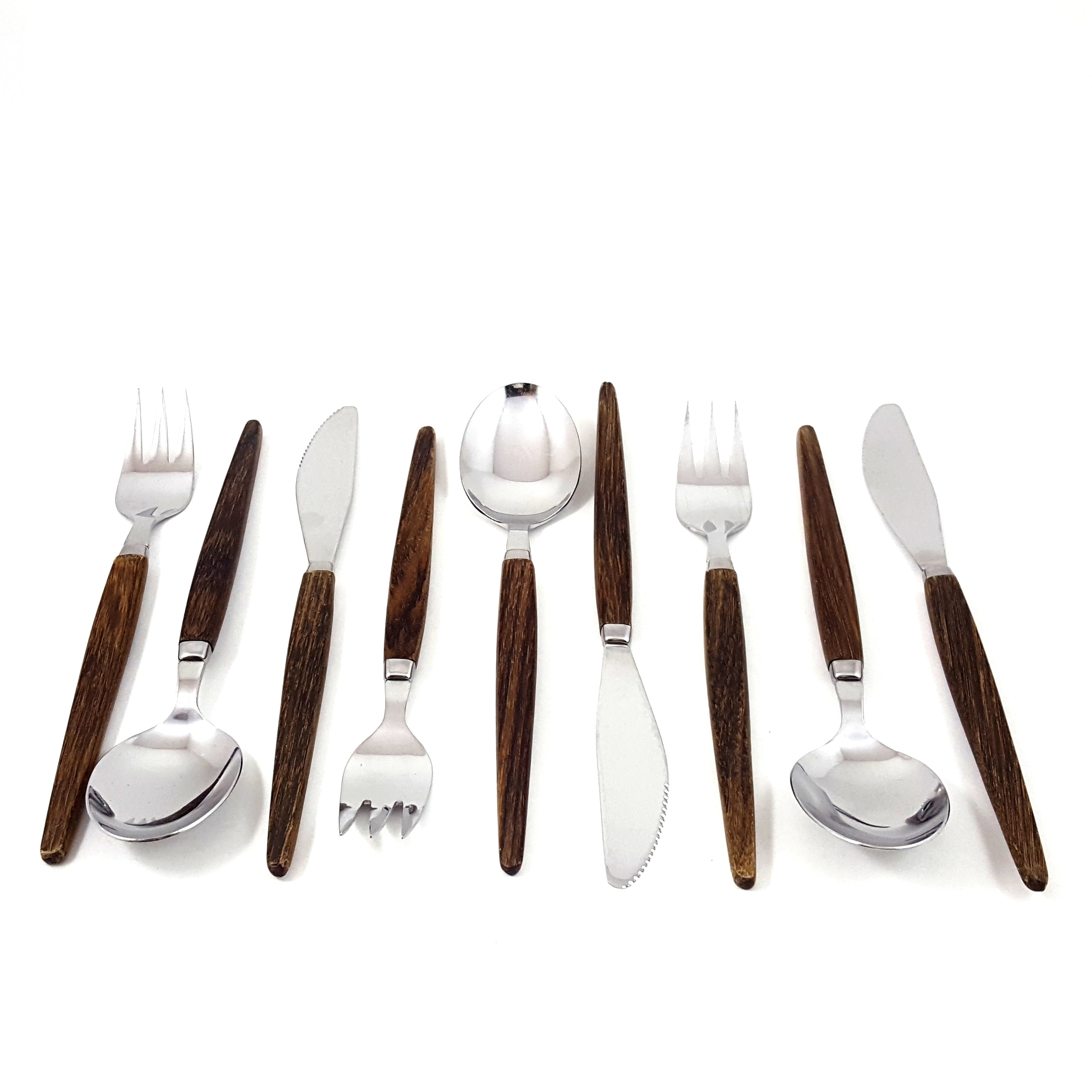 Bestick - 9-Delar - Teak & Rostfritt Stål - Vintage - Retrolivet