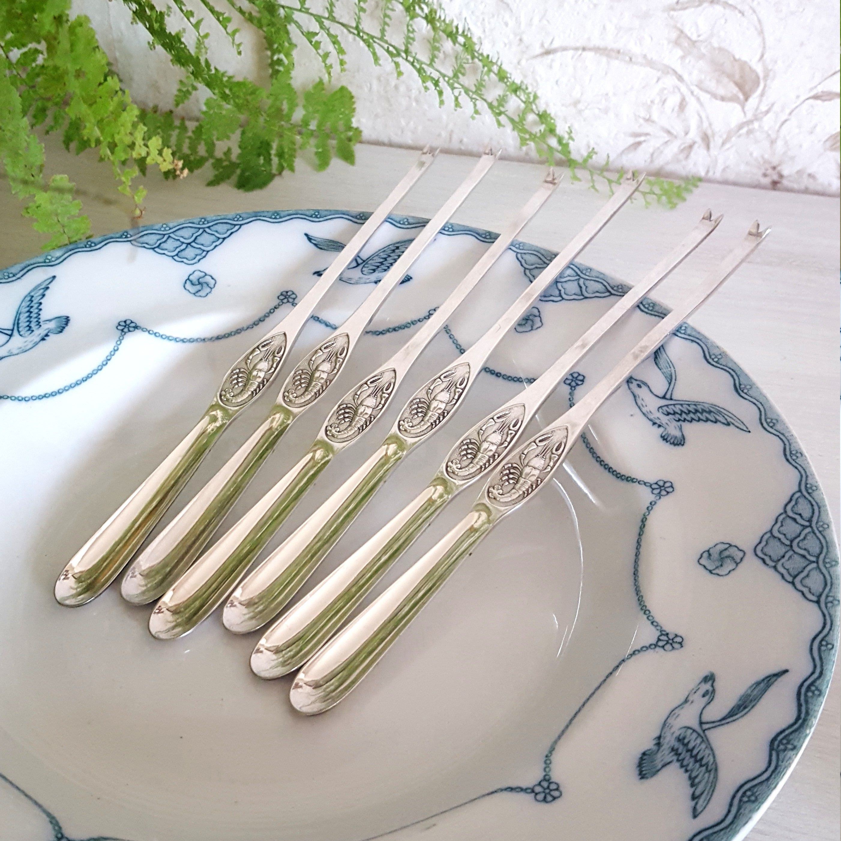 Kräftbestick - 6 st - MEMA - Nysilver - Vintage - Retrolivet