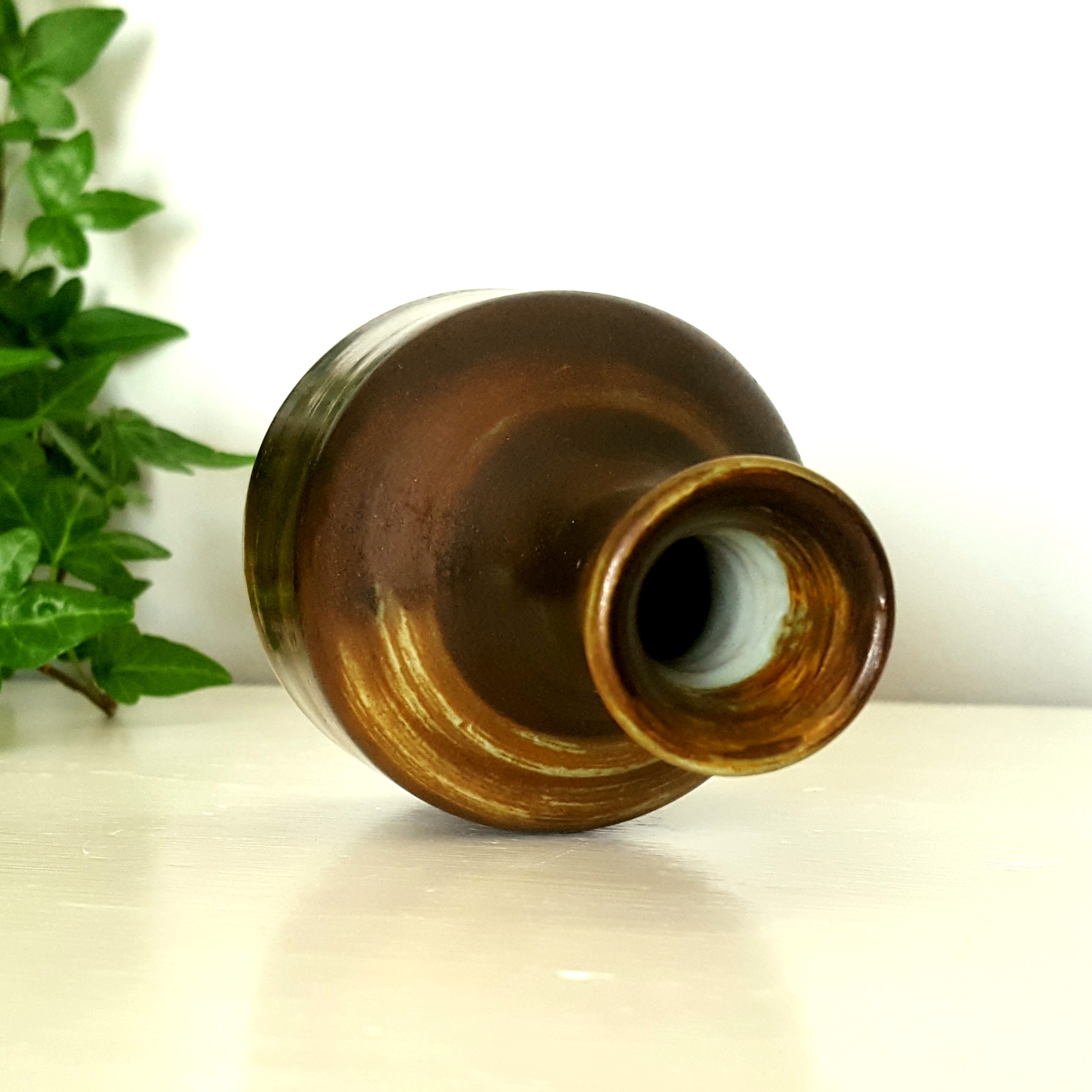 Vas - Grön & Brun - Höganäs Keramik - Vintage - Retrolivet